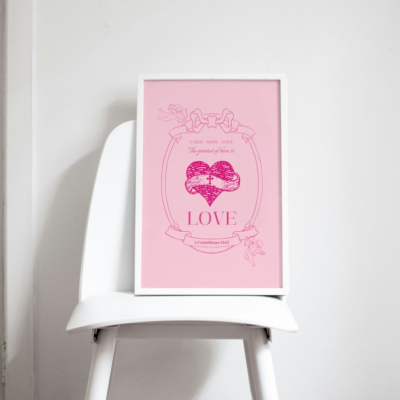 Chrisitan Pink Wall Art Christian Home Decor Love Poster Teen Girl ...