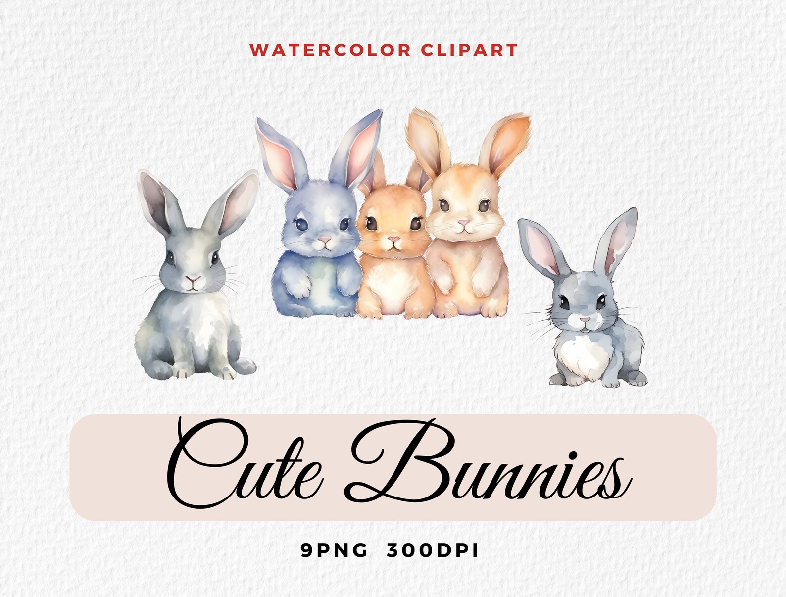 Cute Bunny Clipart, Watercolor Easter Baby Bunny PNG, Boho Cute Baby ...