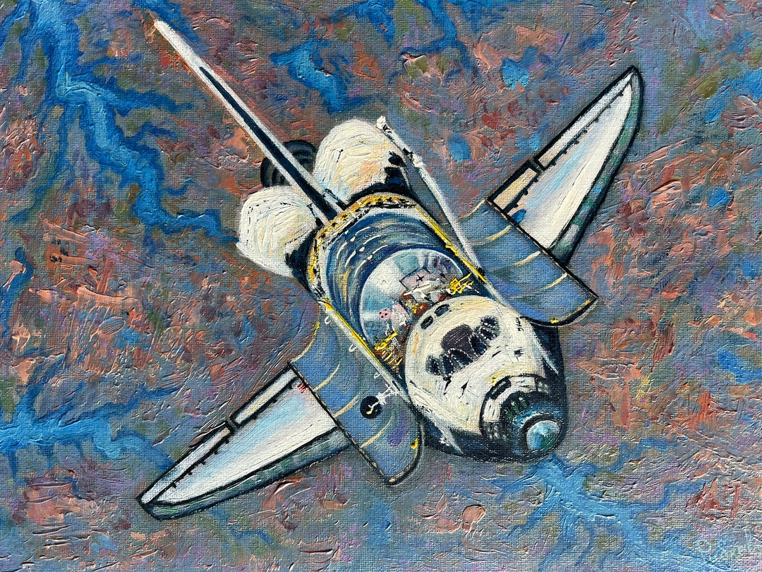 Space Shuttle Orbital Ship Oil Painting - Etsy