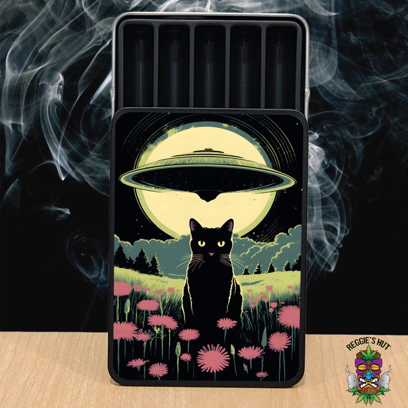 Retro UFO Cat Cigarette Case, Cool Cigarette Holder Case, Pretty Stash ...