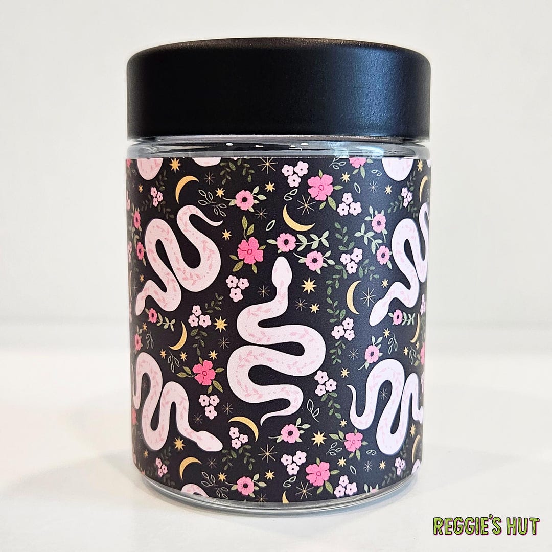 Witchy Snake Stash Jar: 4oz Glass Storage Container for Herbs, Spices ...