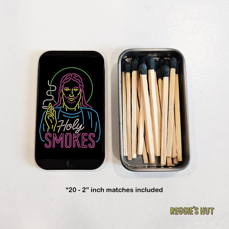 Holy Smokes Jesus Matchbox: Mini Matchstick Tin With Safety Matches - Etsy