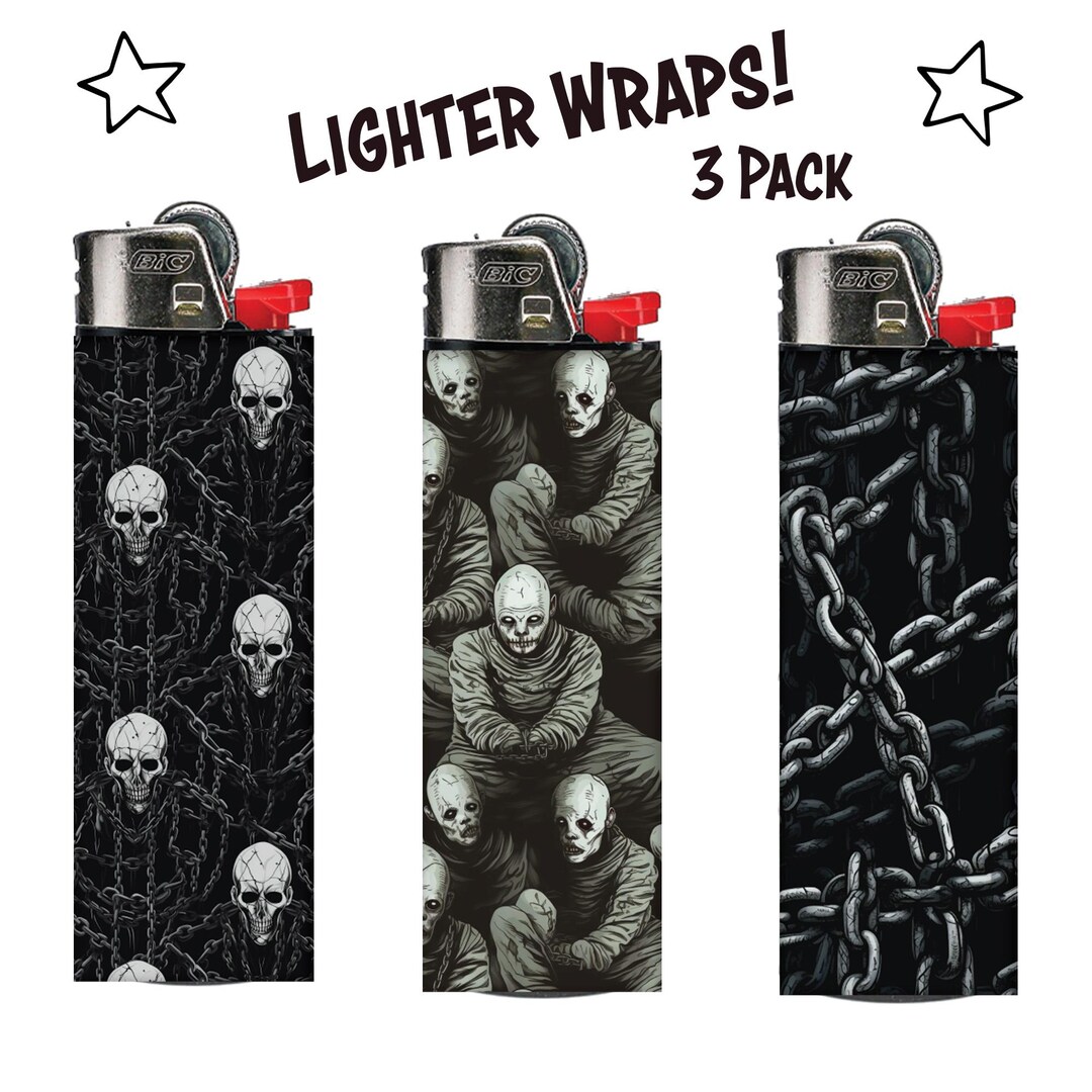 Creepy Horror Lighter Wraps: 3 Pack Lighter Stickers for Disposable ...