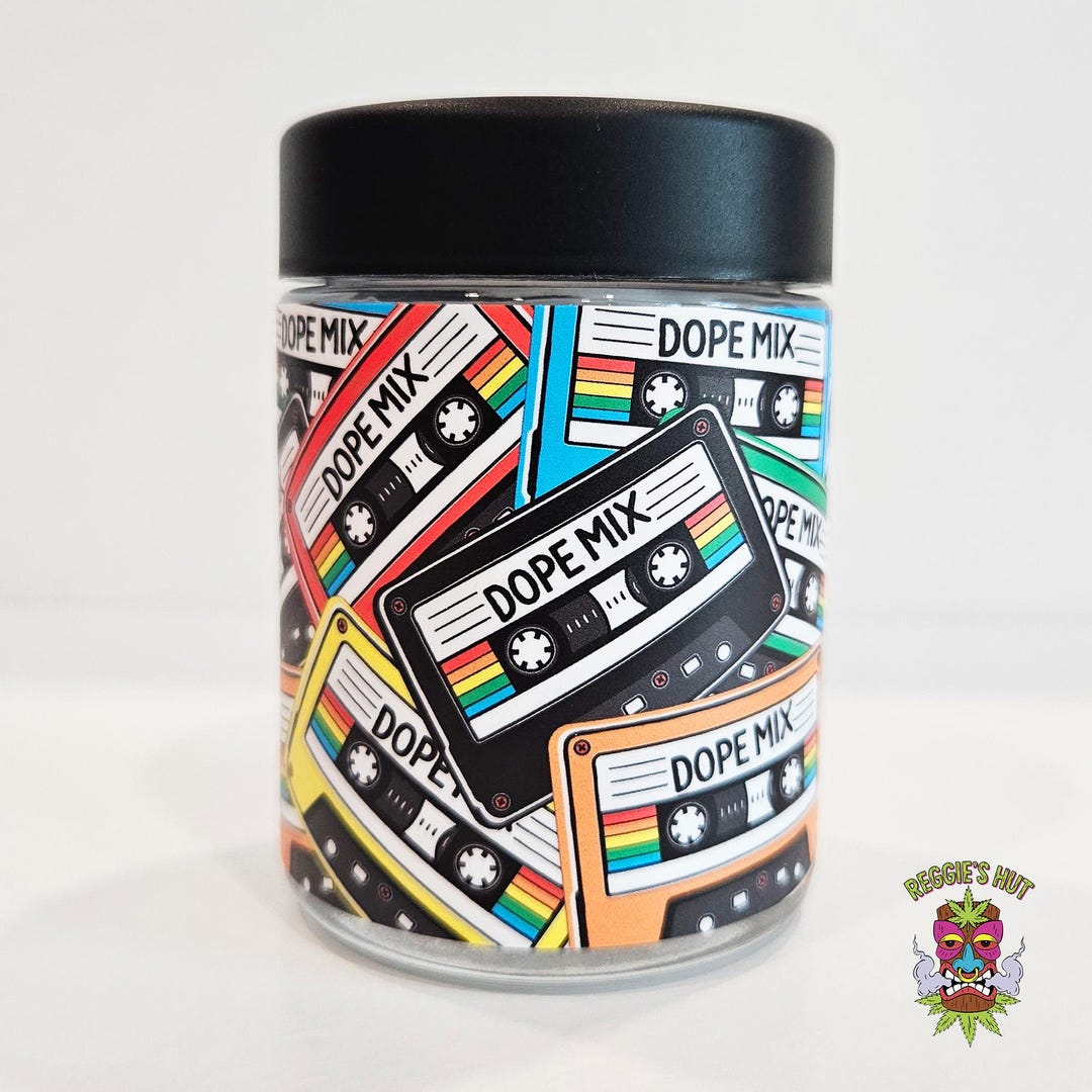 Dope Mix Cassette Stash Jar: 4oz Glass Storage Container for Herbs ...