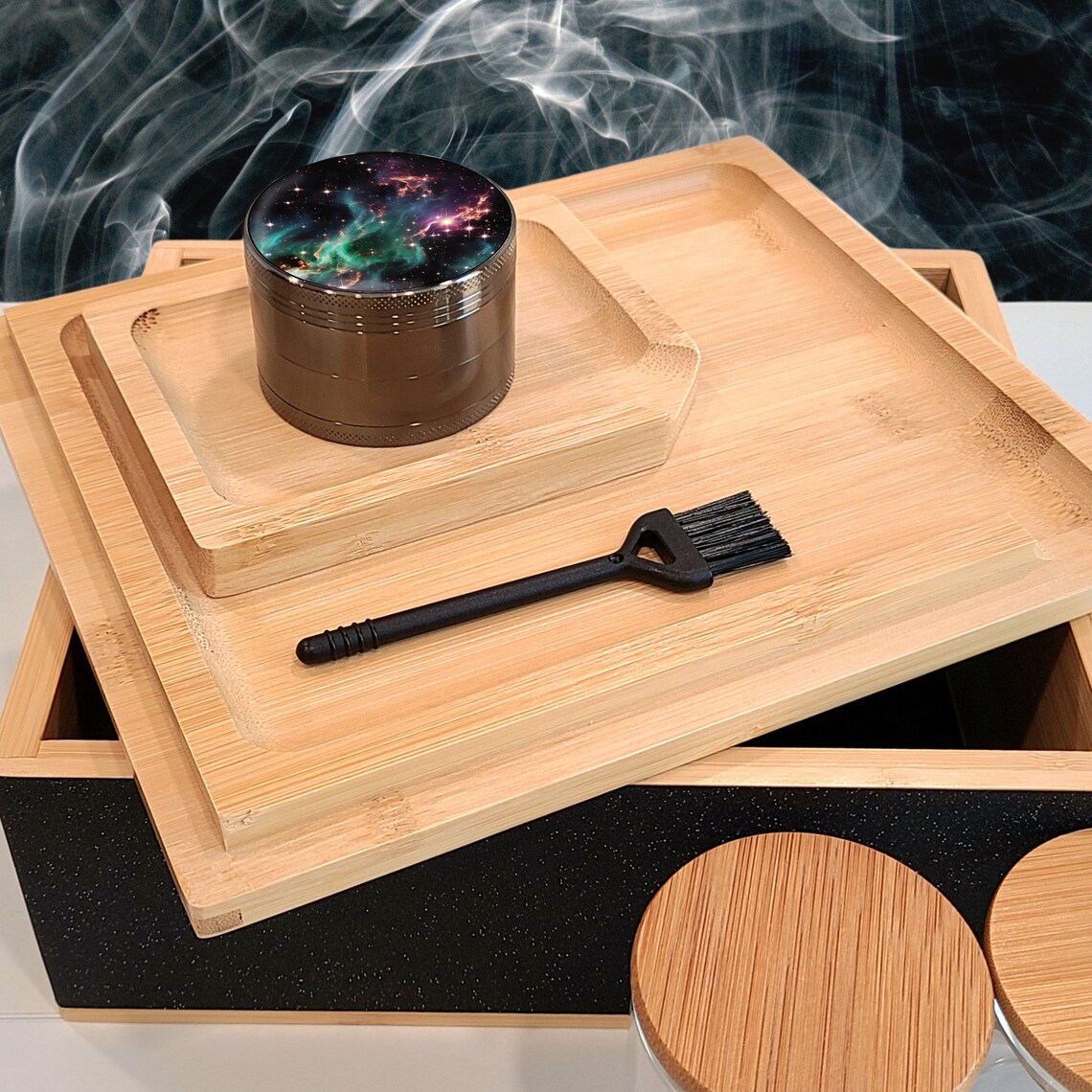 Galaxy Stash Box Set, Bamboo Stash Box With Accessories, Grinder and ...