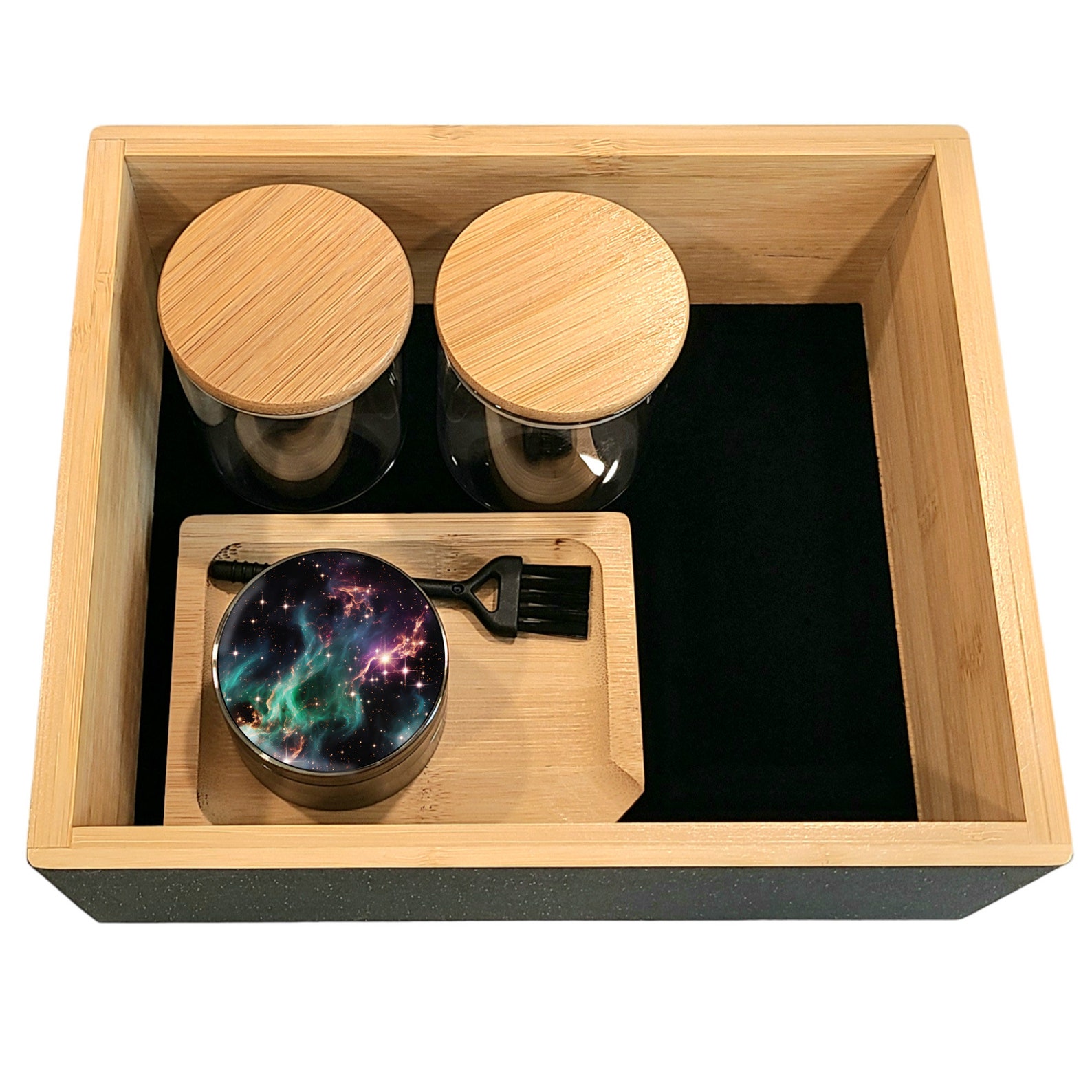 Galaxy Stash Box Set, Bamboo Stash Box With Accessories, Grinder and ...