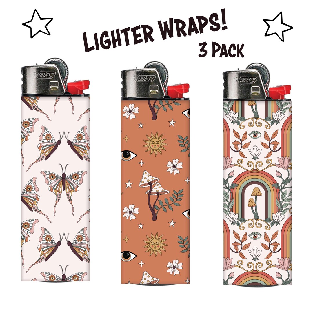 Cute Cottagecore Lighter Wraps: 3 Pack Lighter Stickers for Disposable ...