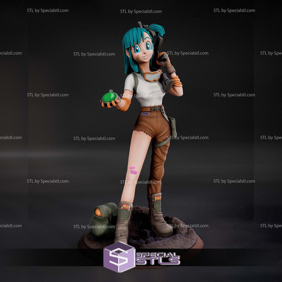 3D Print Bulma and Radar Dragonball Grey or Painted Custom Resin Statue ...
