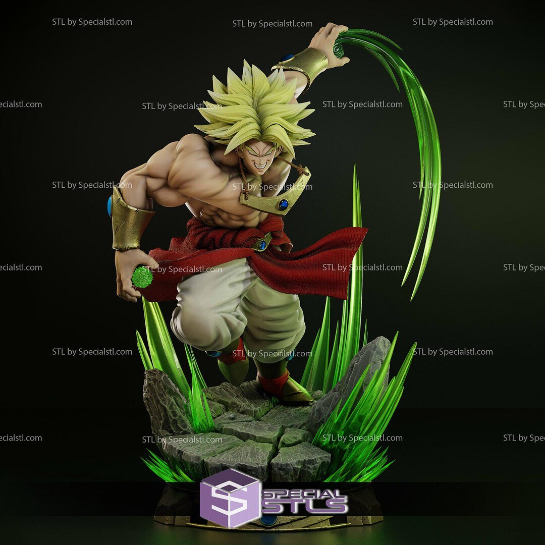 3D Print Broly in Action From Dragonball Grey or Painted Custom Resin ...