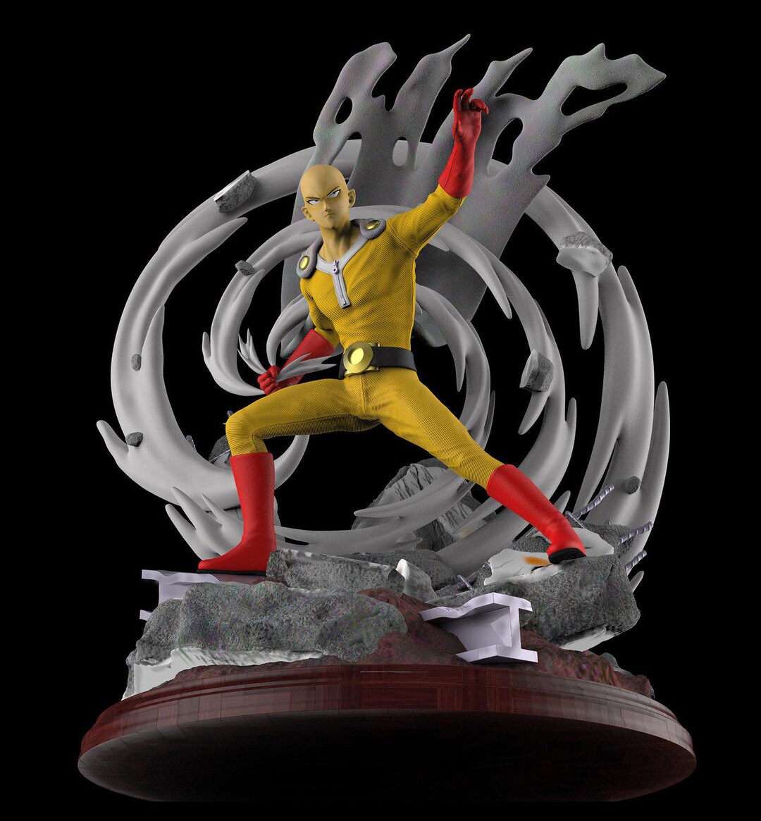 3D Print Saitama From One Punch Man Grey or Painted Custom Resin Statue ...
