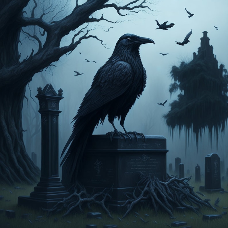 100 Crows on Tombstones Images Photos for Dark Creepy Journaling ...