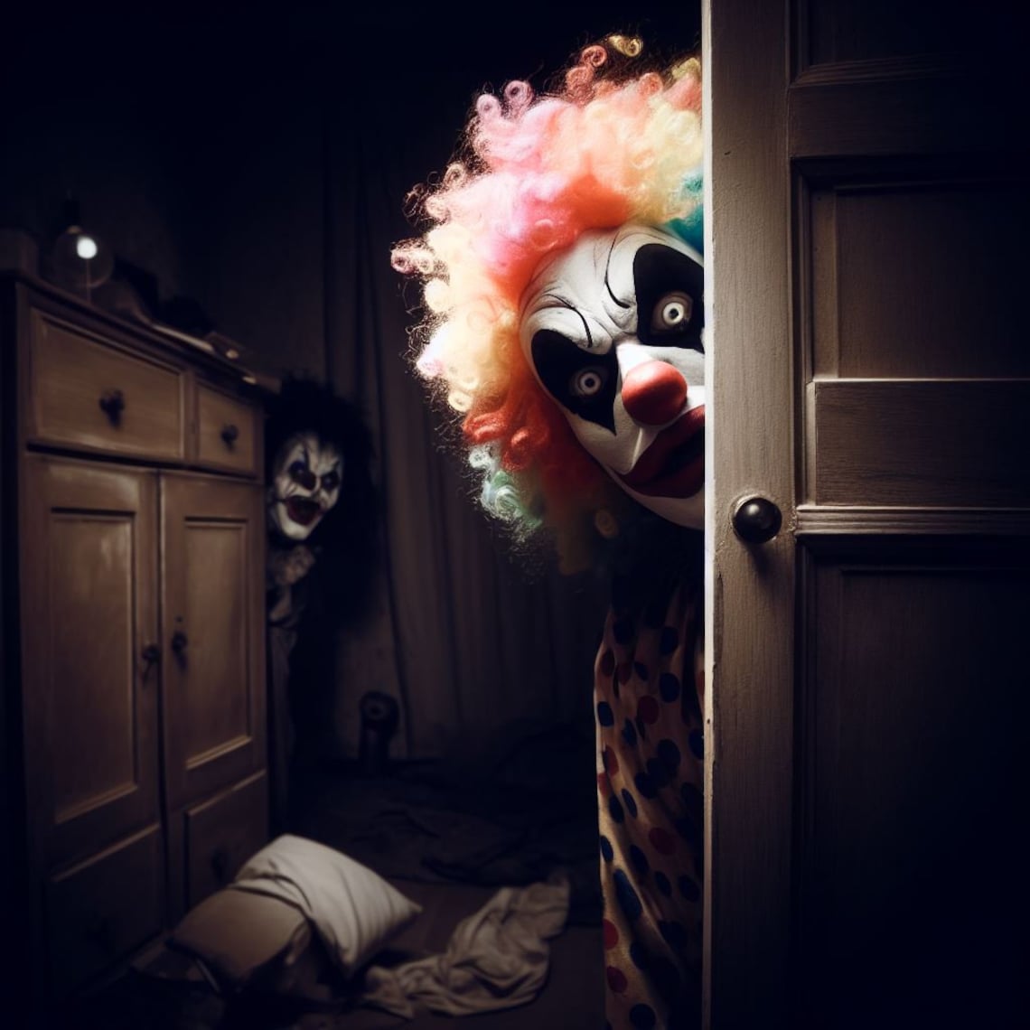 100 Creepy Clowns Peeking Images Photos for Dark Creepy Journaling ...