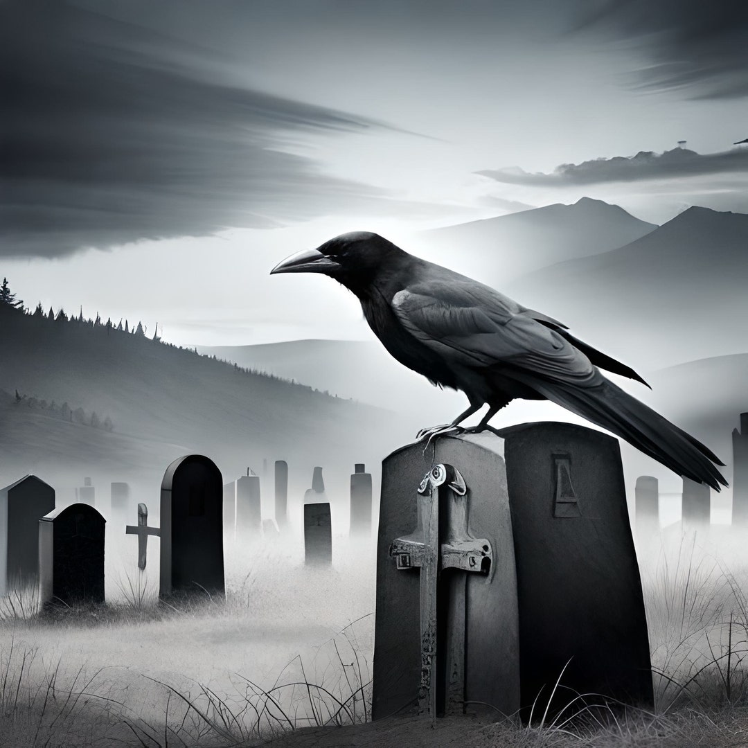 100 Crows on Tombstones Images Photos for Dark Creepy Journaling ...