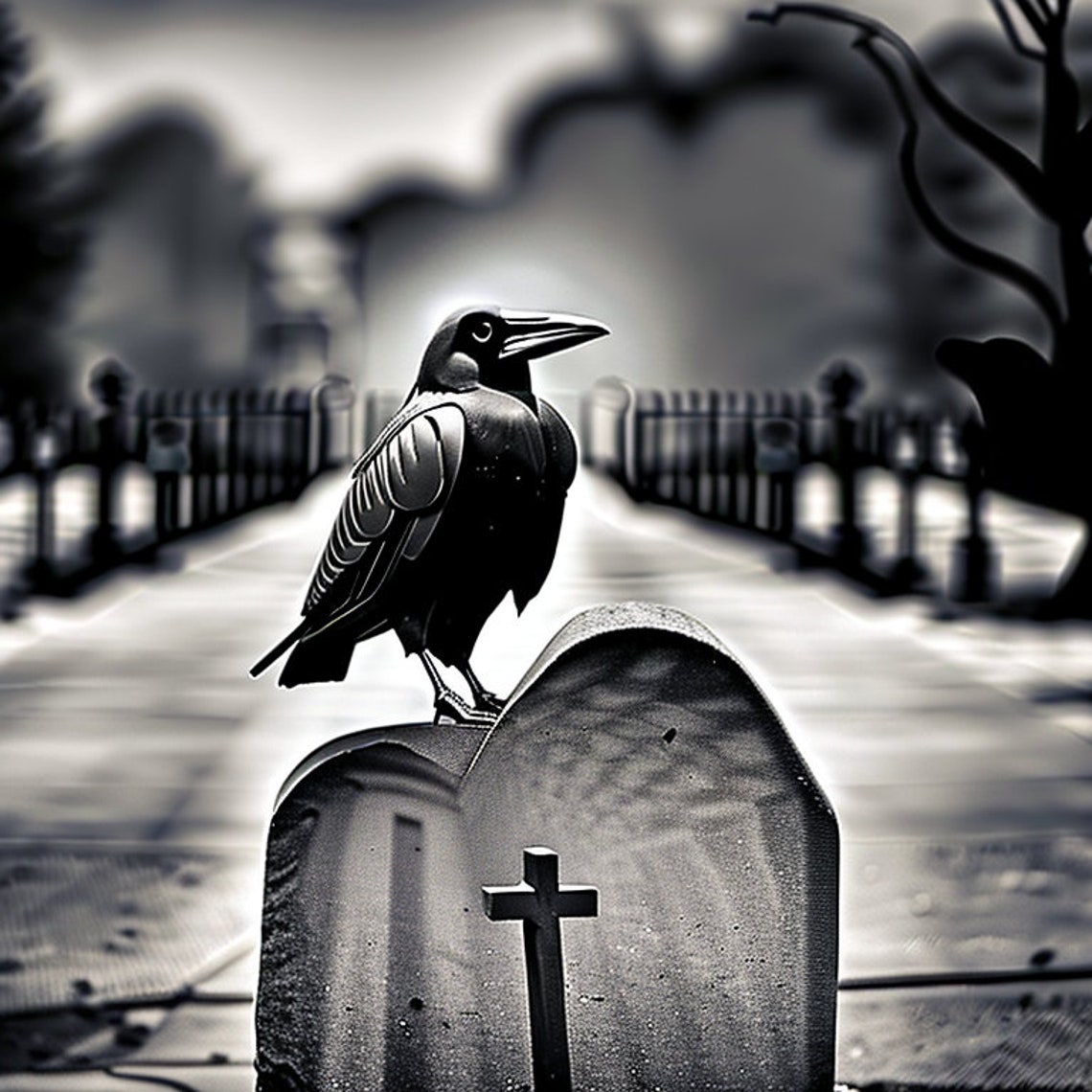 100 Crows on Tombstones Images Photos for Dark Creepy Journaling ...