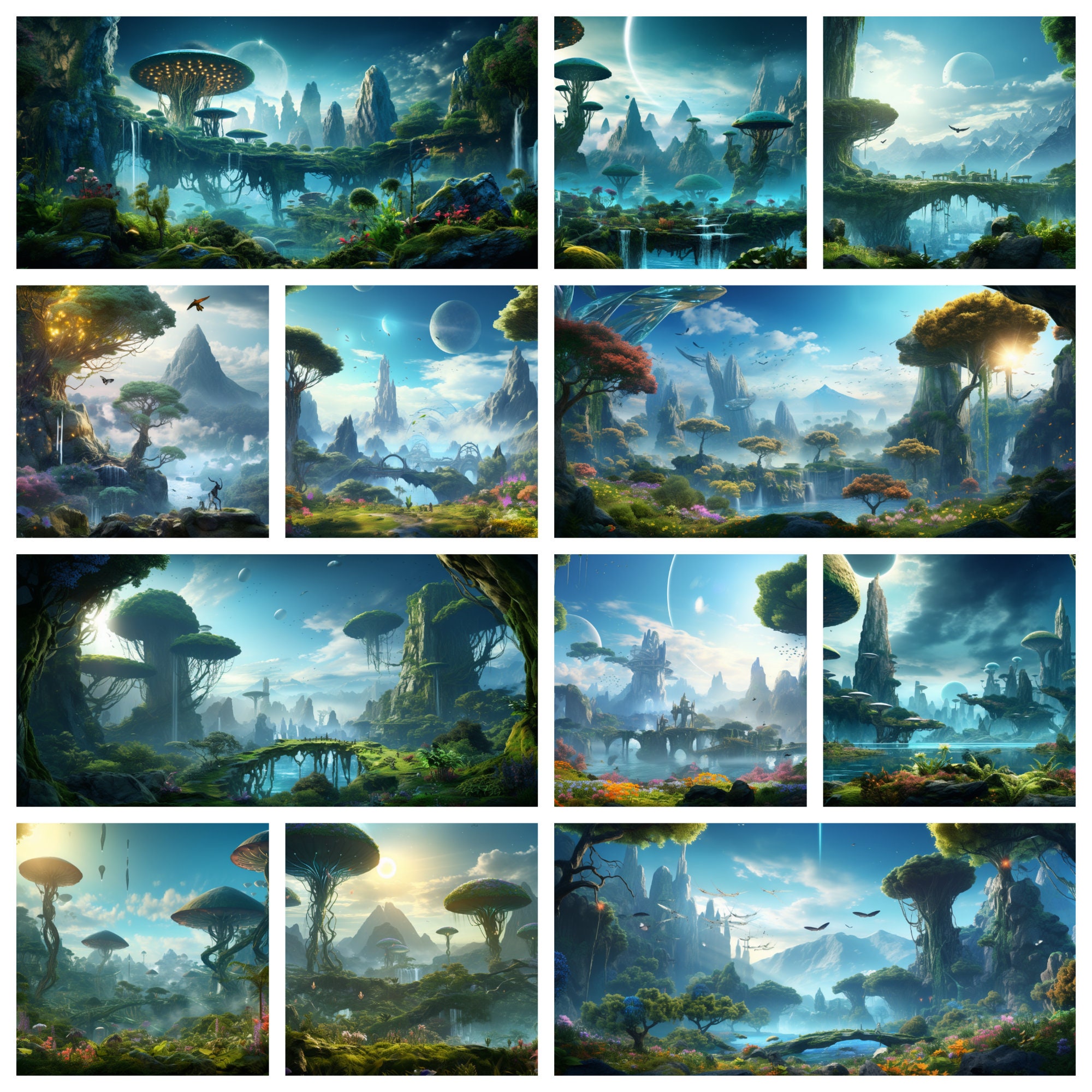 45 Fantasy Alien Planet Landscape Wallpapers Bundle - Day & Night ...
