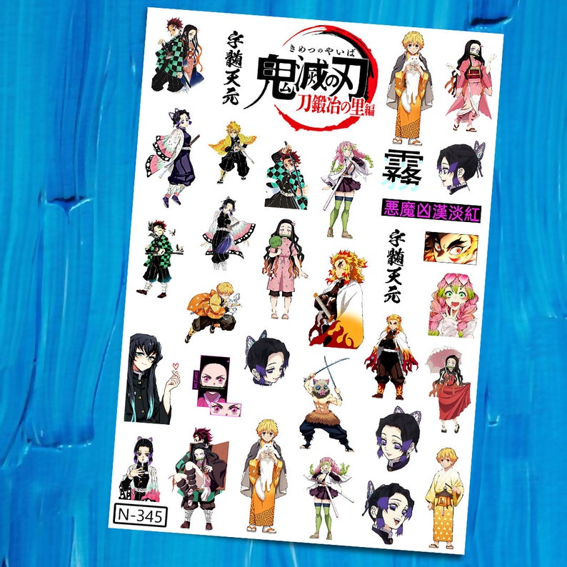 Anime Bundle of Nail Decals Anime Nail Art, Anime Aesthetic Waterslide ...