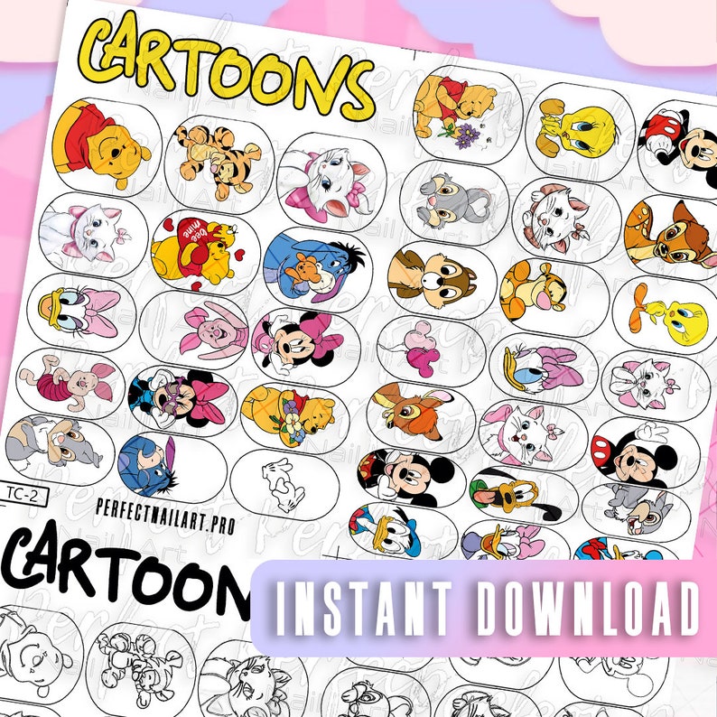 Characters Templates Nail Art Templates Practice Sheet Nail Art Guides ...