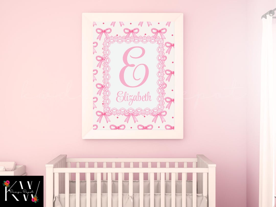 Personalized Pink Coquette Name Fine Art Print Pink Wall Decor Nursery ...