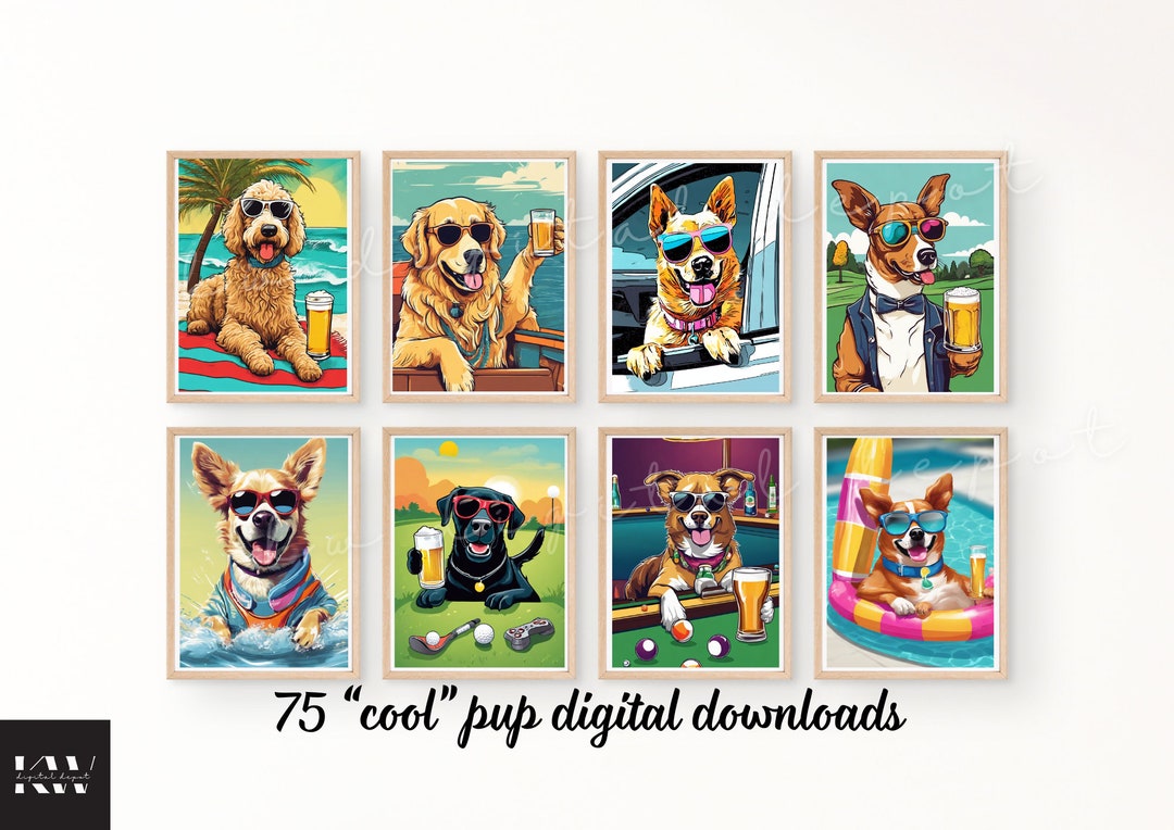 Puppy Prints Cute Dog Prints Colorful Cool Dog Prints Funny Dog Prints ...
