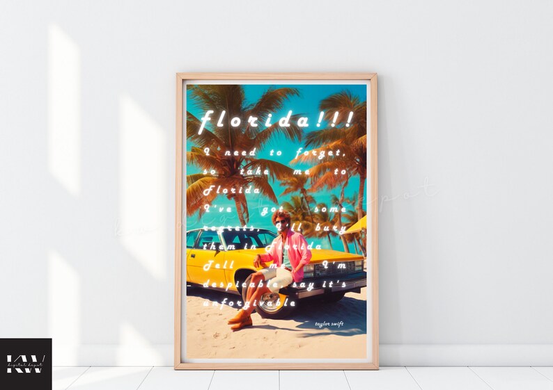 Florida Lyrics Taylor Swift Prints Ttpd Album 1980's Style Swiftie ...