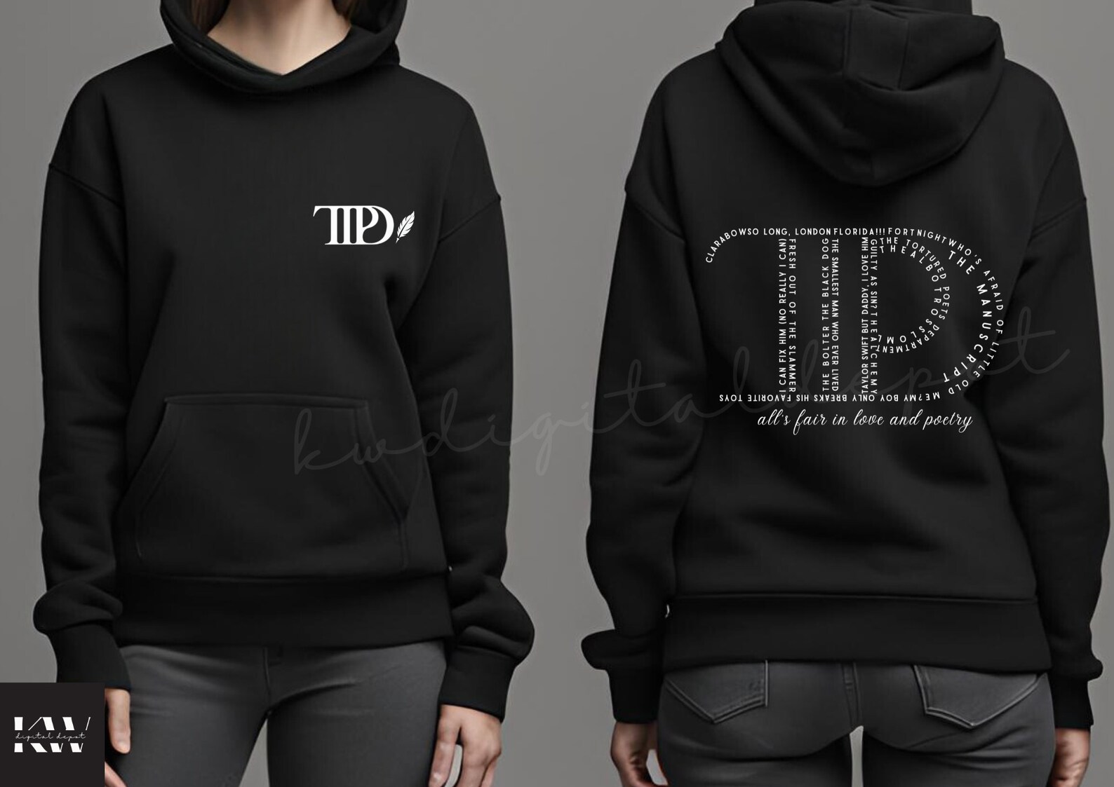 Women's Black Hoodie Sweatshirt Taylor Swift Merch TPD Album Release ...