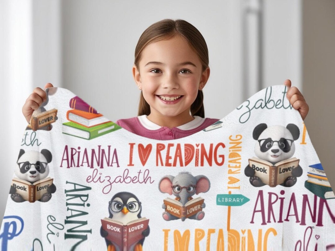 Personalized Kids Reading Blanket Custom Kids Name Blanket Gifts for ...