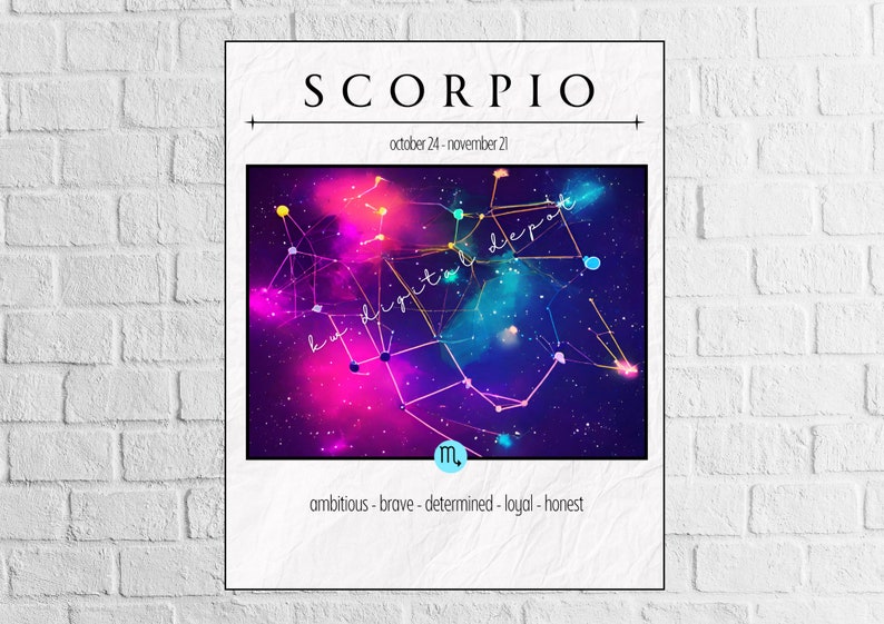 Zodiac Art, Digital Downloads, Scorpio, Scorpio Sign, Zodiac Digital ...