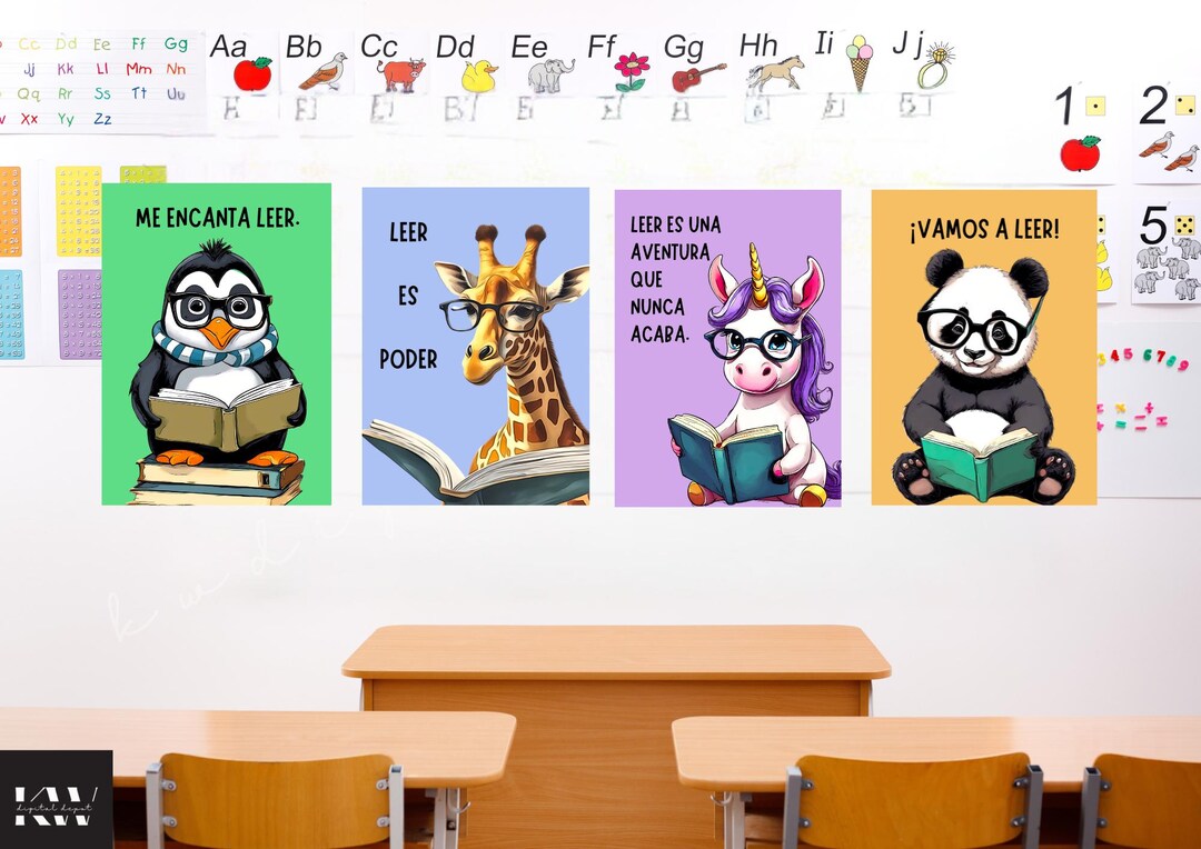 Bilingual Literacy Posters Educational Prints Reading Literacy Support ...