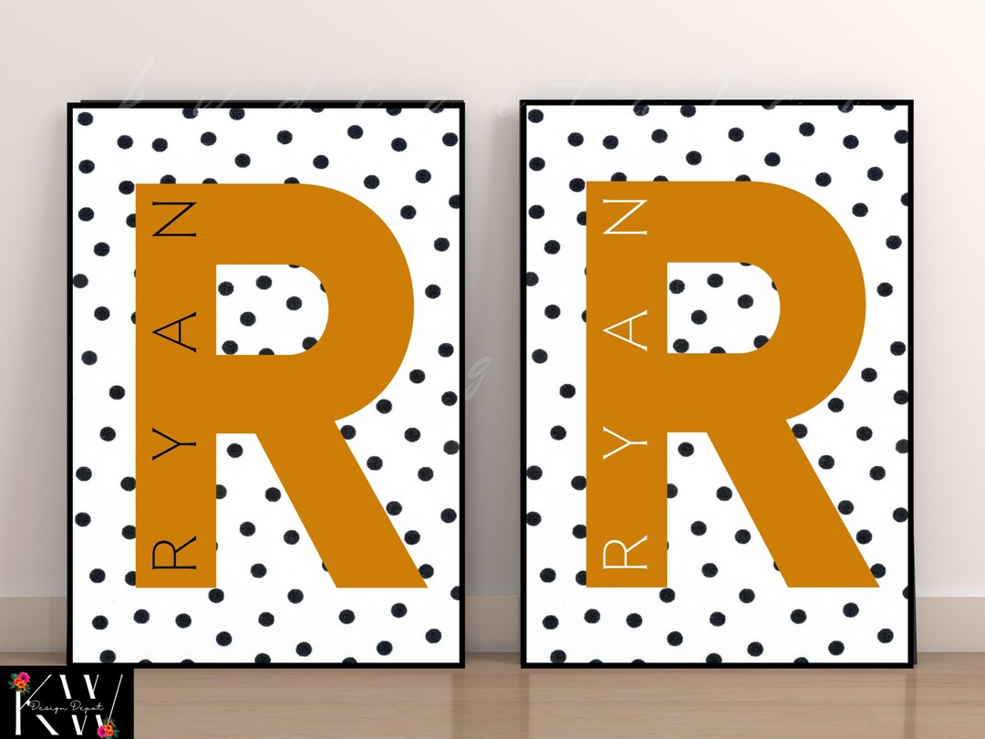 Custom Initial Art Satin Posters Personalized Name Print Initial ...