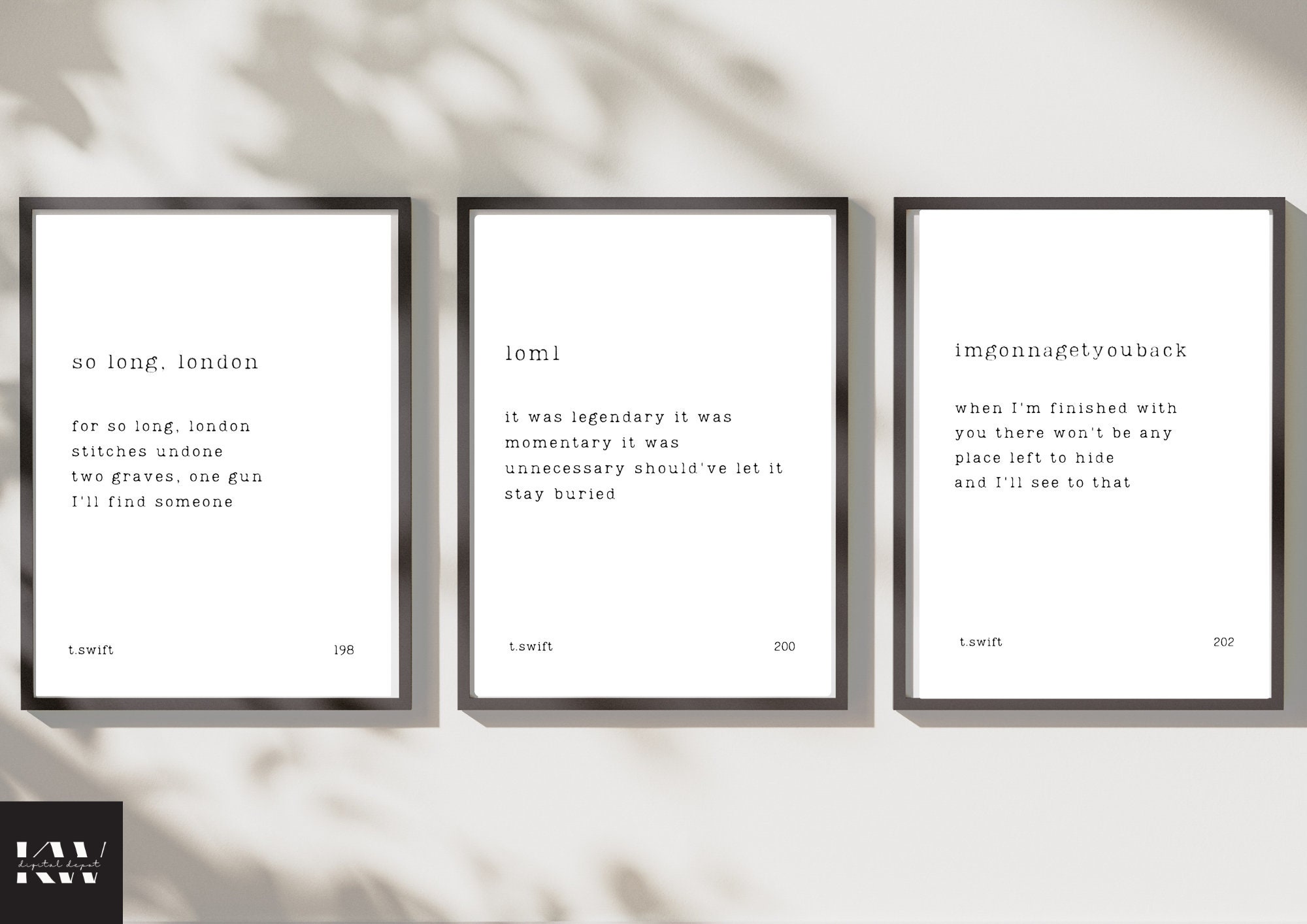 TTPD Minimalist Lyric Art so Long London Loml Taylor Swift Lyrics ...