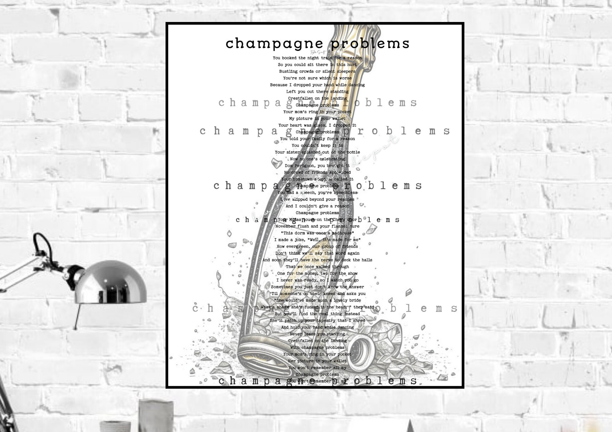 Champagne Problems Lyrics Wall Decor Printable Instant Downloads Png ...