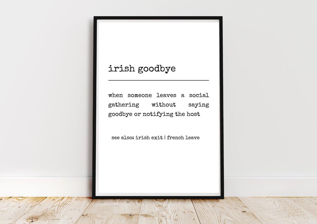 Funny Irish Goodbye Poster Definition Poster Printable Gift for Friends ...