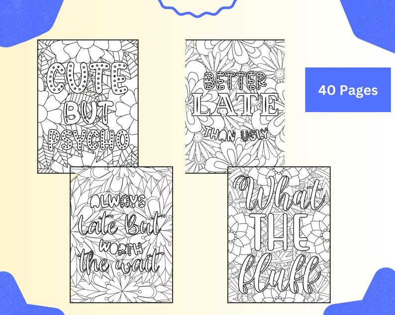 40 Adult Coloring Pages Funny Quotes/sarcasm Coloring Book, Adult ...