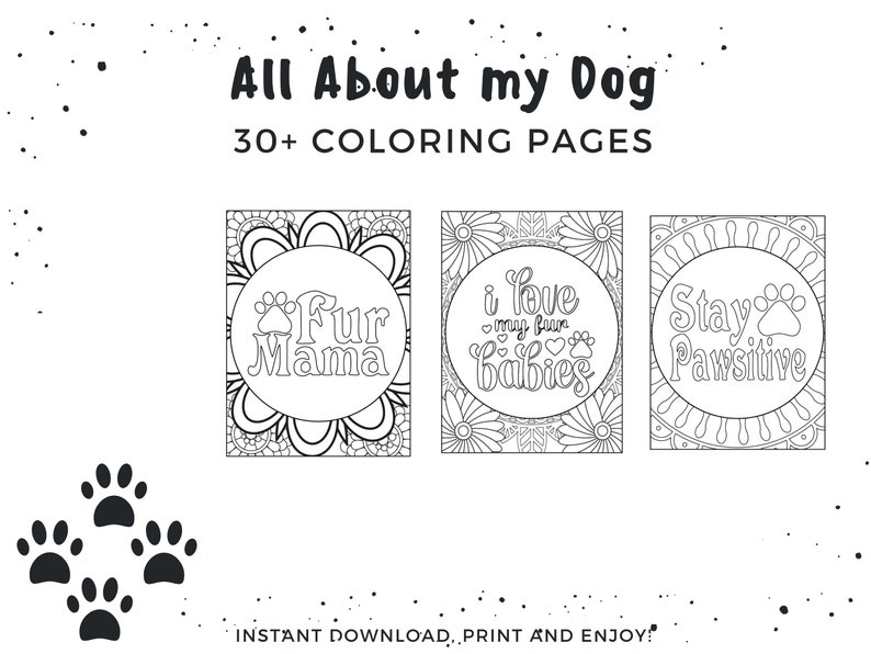 All About My Dog Coloring Pages Instant Download Digital-printable for ...