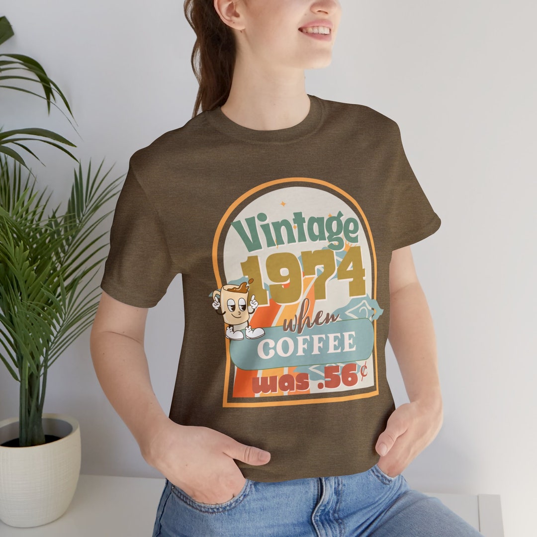 Vintage 1974 Retro Born Coffee Lover Shirt, 1974 Gifts, Coffee Cup ...
