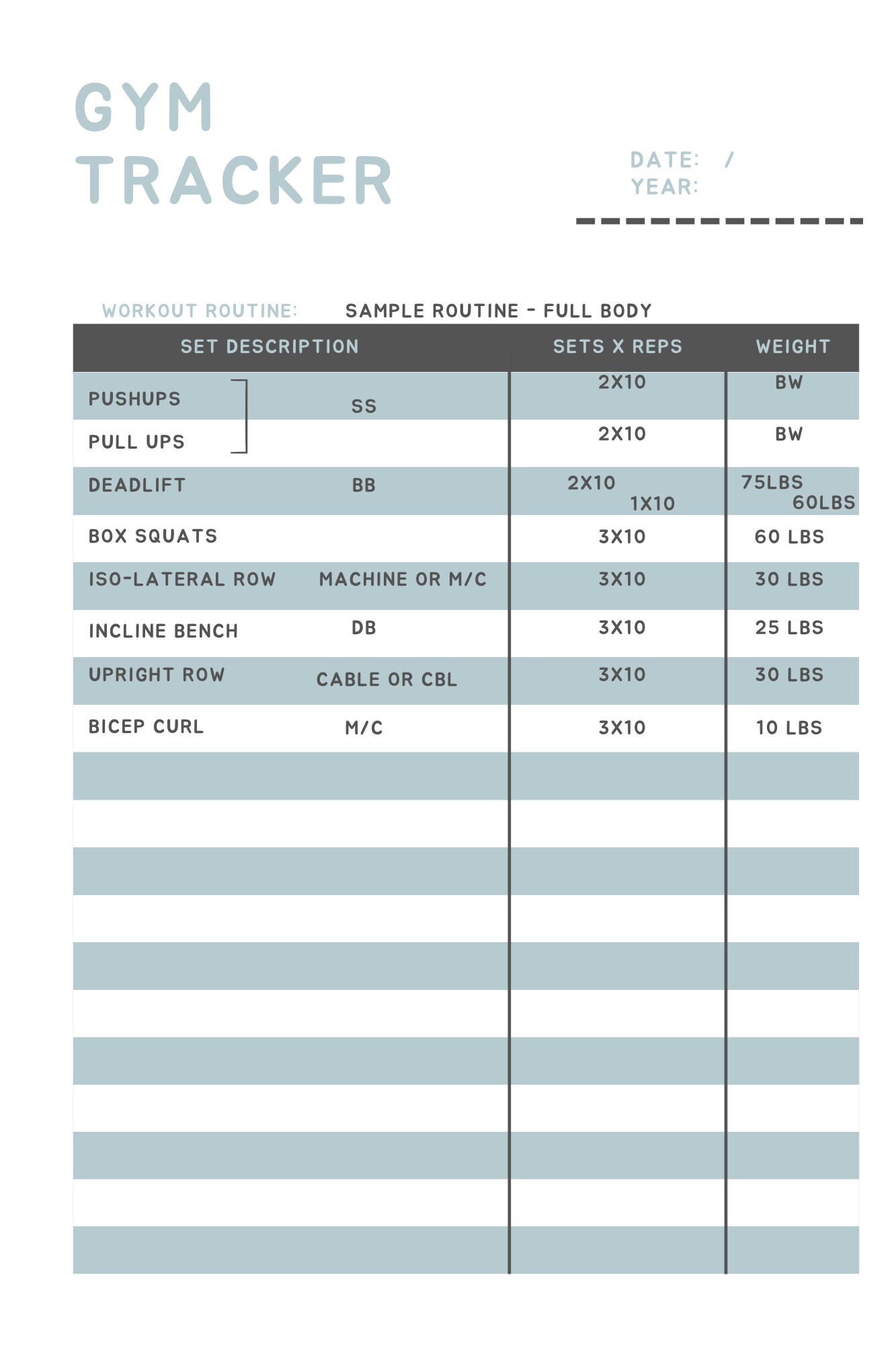 The THICCC Gym Tracker - 200 Page Gym Tracker Gym Journal Track Gym ...