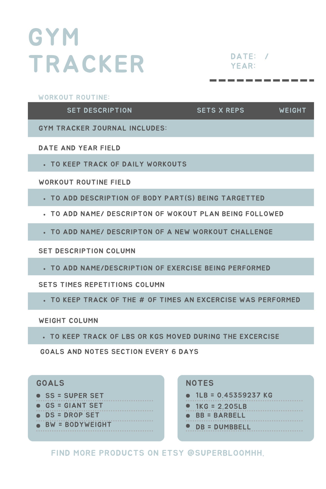 The THICCC Gym Tracker - 200 Page Gym Tracker Gym Journal Track Gym ...