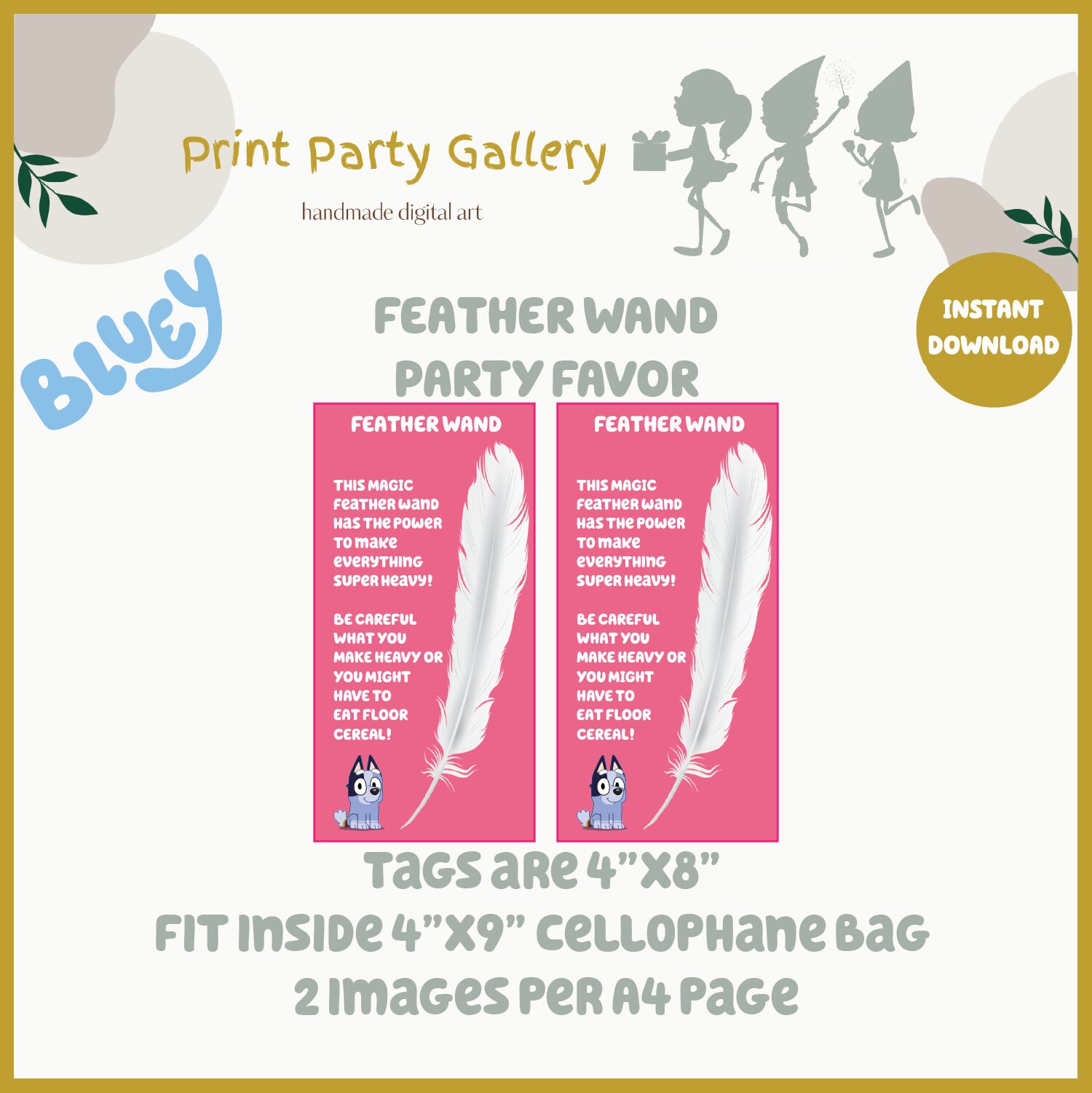 BLUEY Party Favor | FEATHER WAND | Pink X2 - Print Party Gallery ...