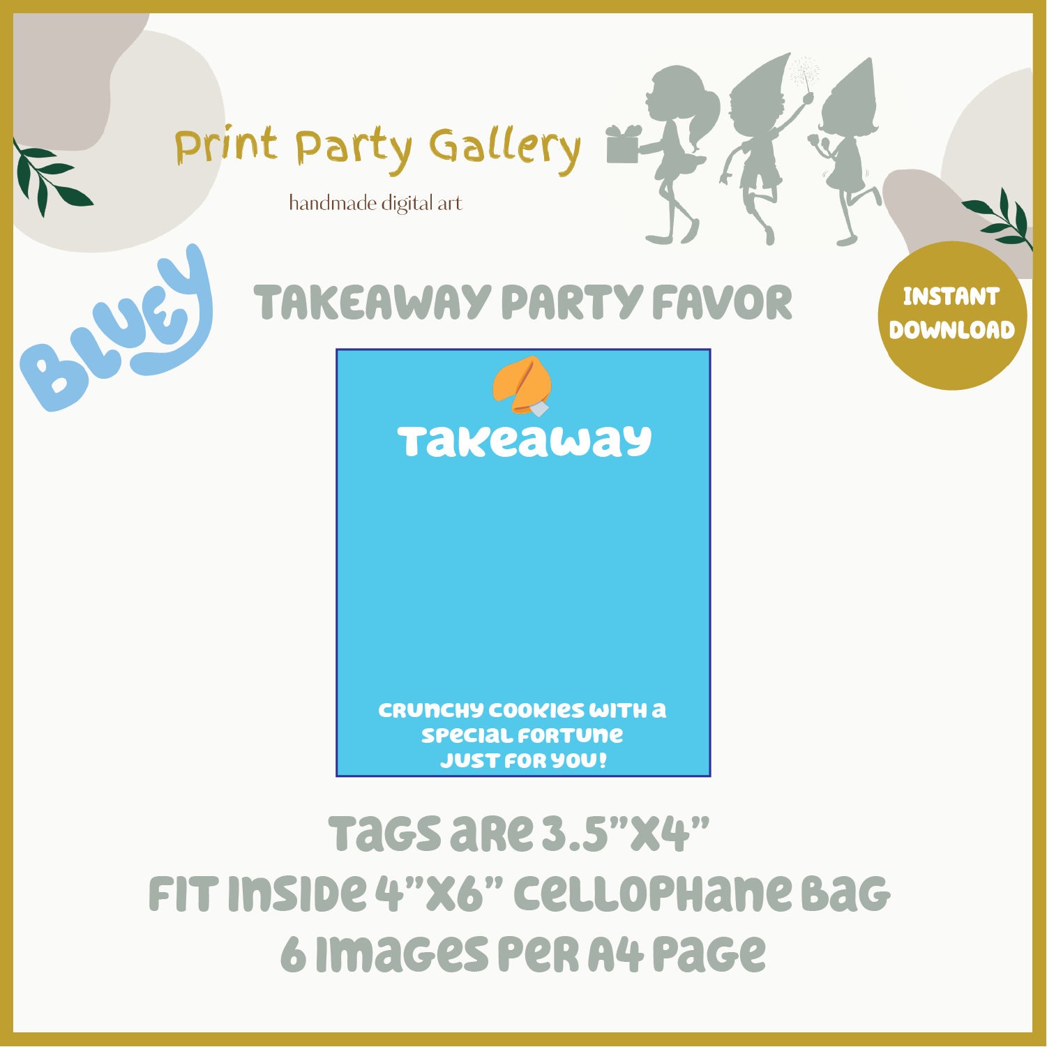 BLUEY Party Favor | TAKEAWAY | Blue X6 - Print Party Gallery Digital ...