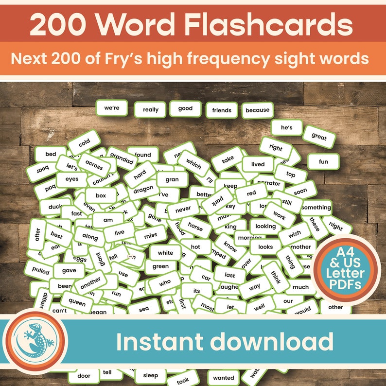 Next 200 Fry Sight Words High Frequency Word Flashcards, Preschool ...