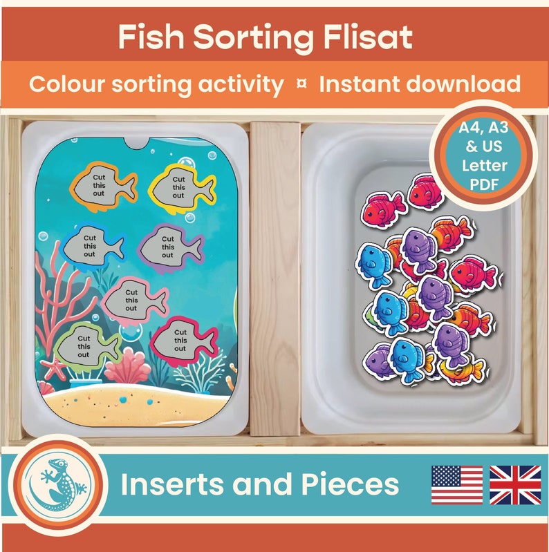 Flisat Colour Sort Printable Inserts, Slot the Fish Into the Aquarium ...