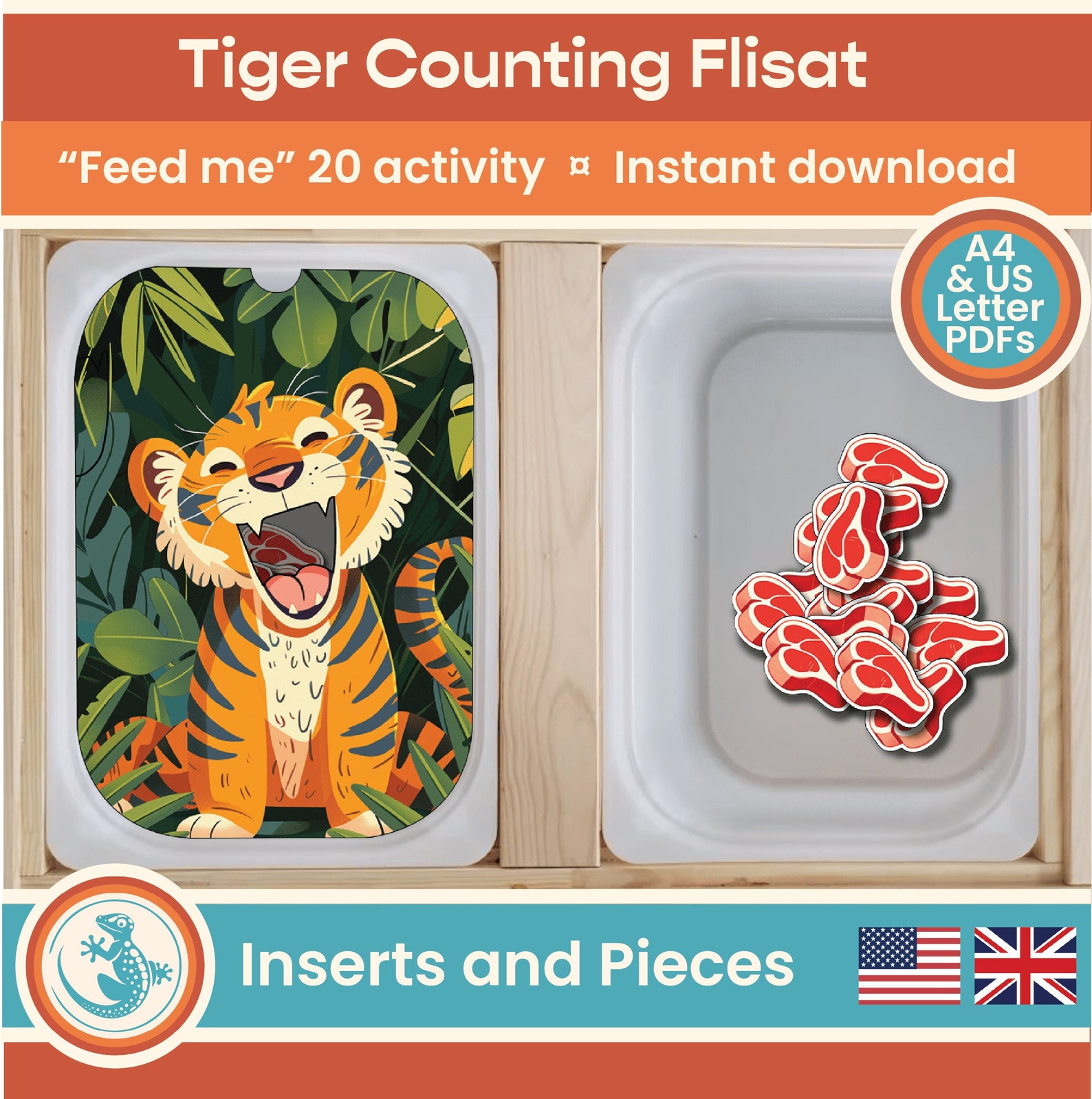 Feed the Tiger Flisat Insert, Counting to 20 Activity, Printable ...
