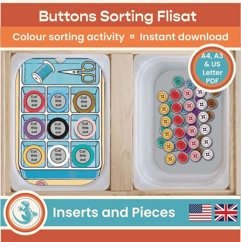 Slot the Buttons Into the Sewing Box Learning to Sort by Colour ...
