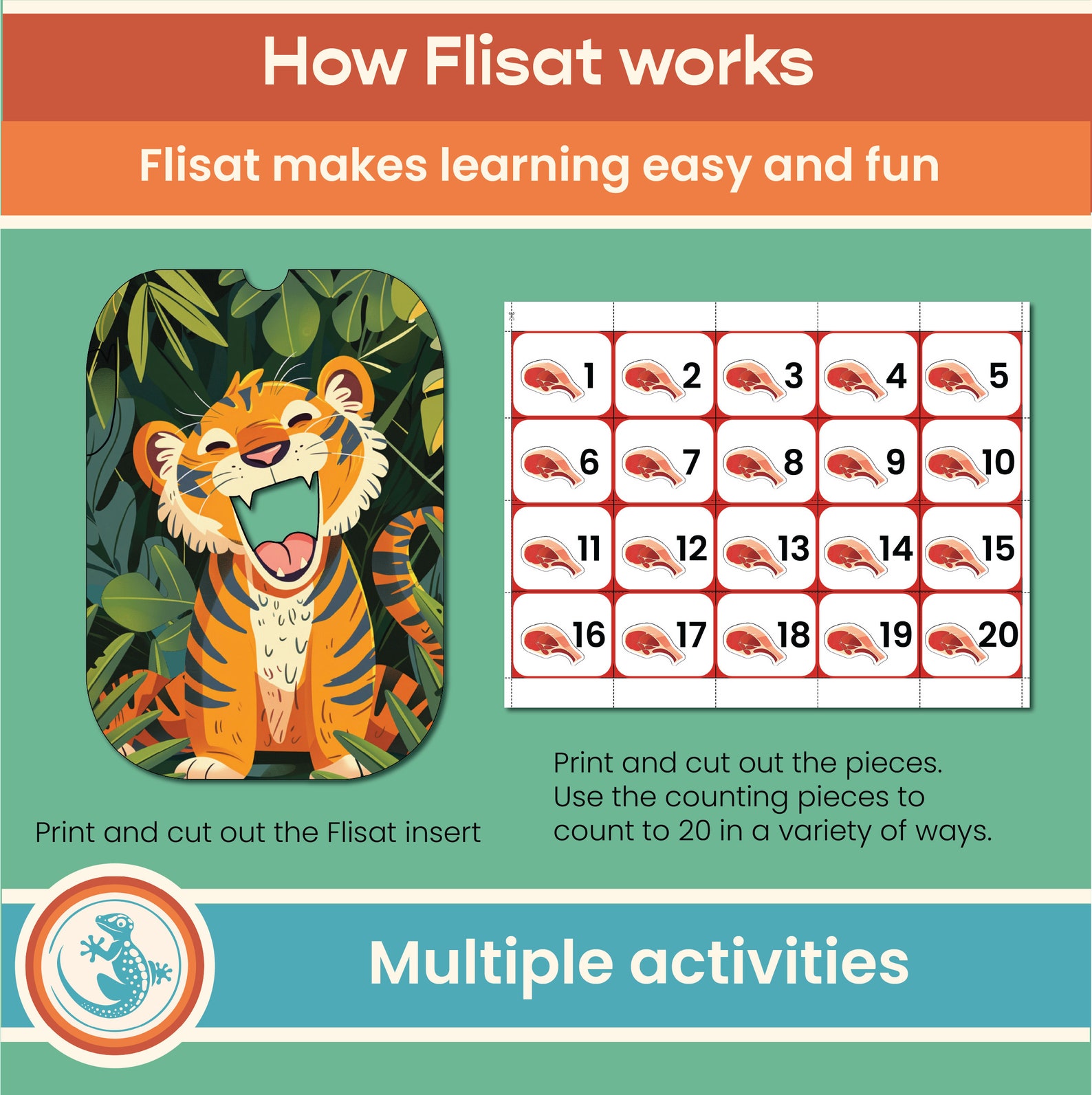 Feed the Tiger Flisat Insert, Counting to 20 Activity, Printable ...