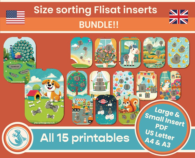 15 Size Sorting Printable Flisat Insert Bundle. Size Sorting Activity ...