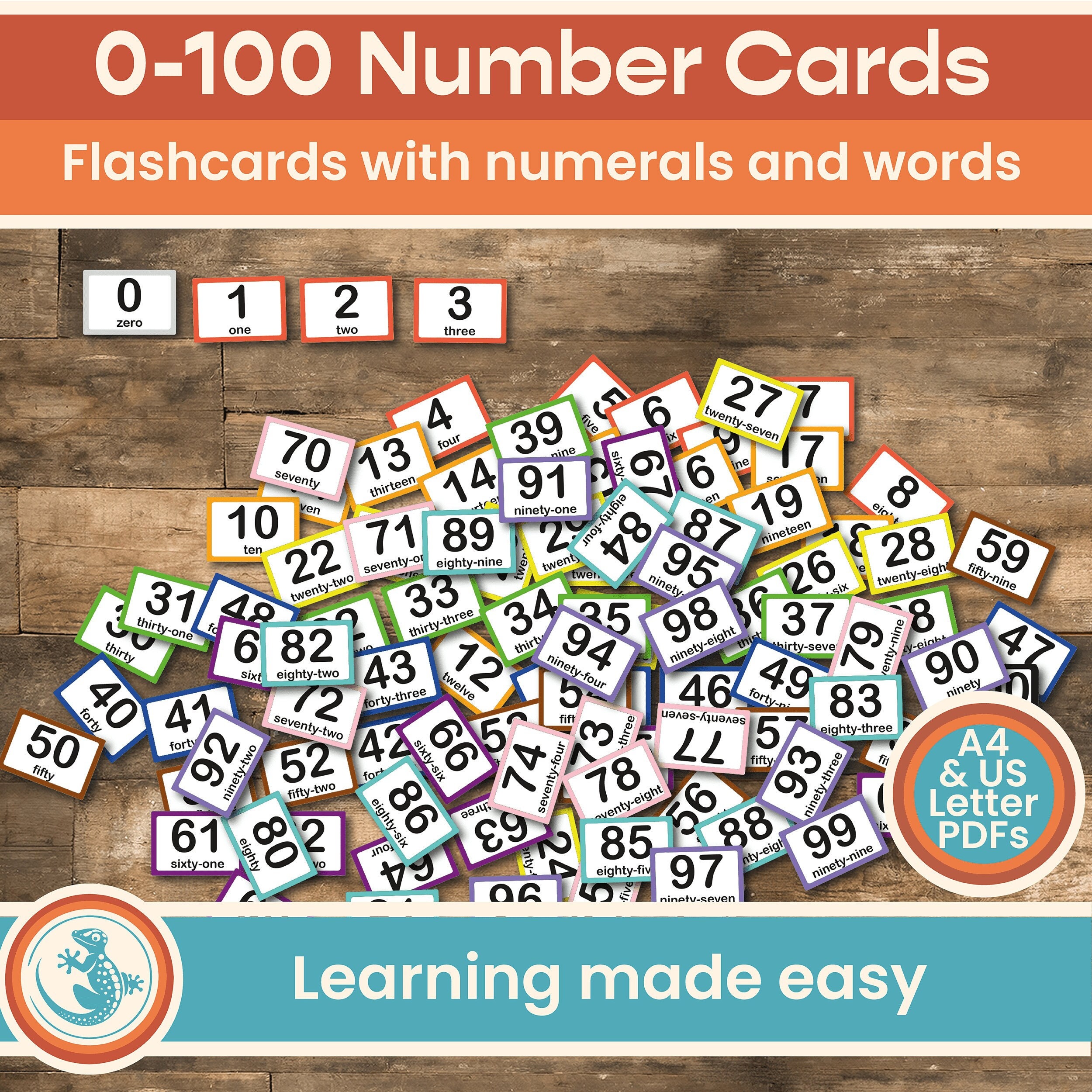 Printable Number Flashcards 0-100 - Instant Digital Download, Kid Flash ...