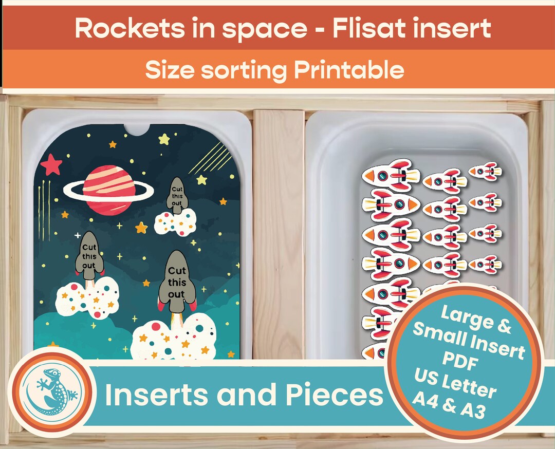 Flisat Insert Sort Space Rockets by Size, Matching Activity, Printable ...