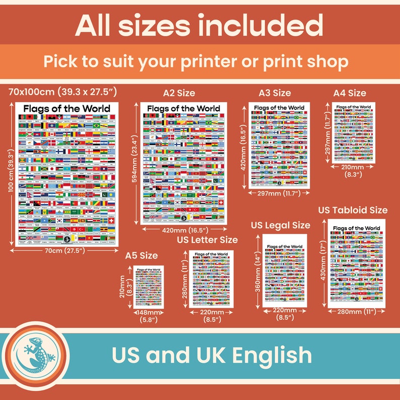 Flags of the World Poster PDF, Printable Wall Art, Instant Download ...