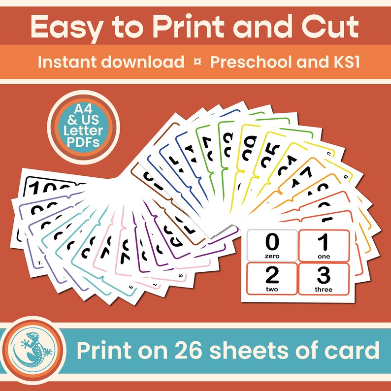 Printable Number Flashcards 0-100 Instant Digital Download, Kid Flash ...