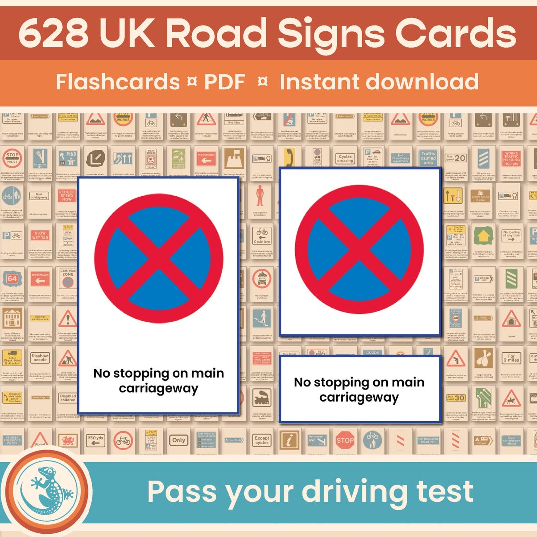 COMPLETE 628 UK Road Traffic Signs Flashcards Printable, Digital ...